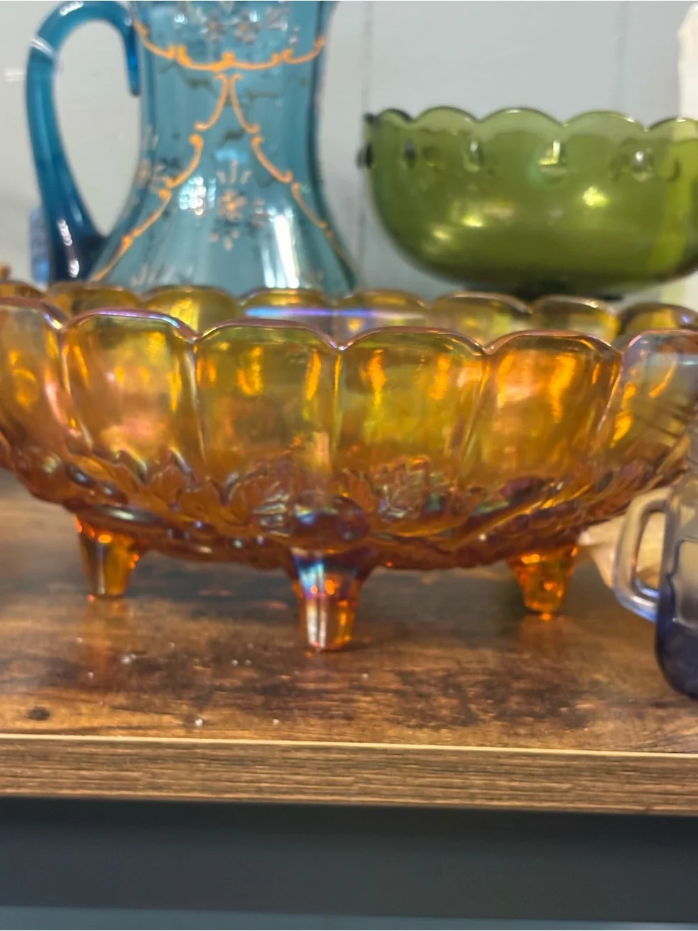 Indiana Glass | Other | Vintage Carnival Glass Iridescent Amber Glass ...